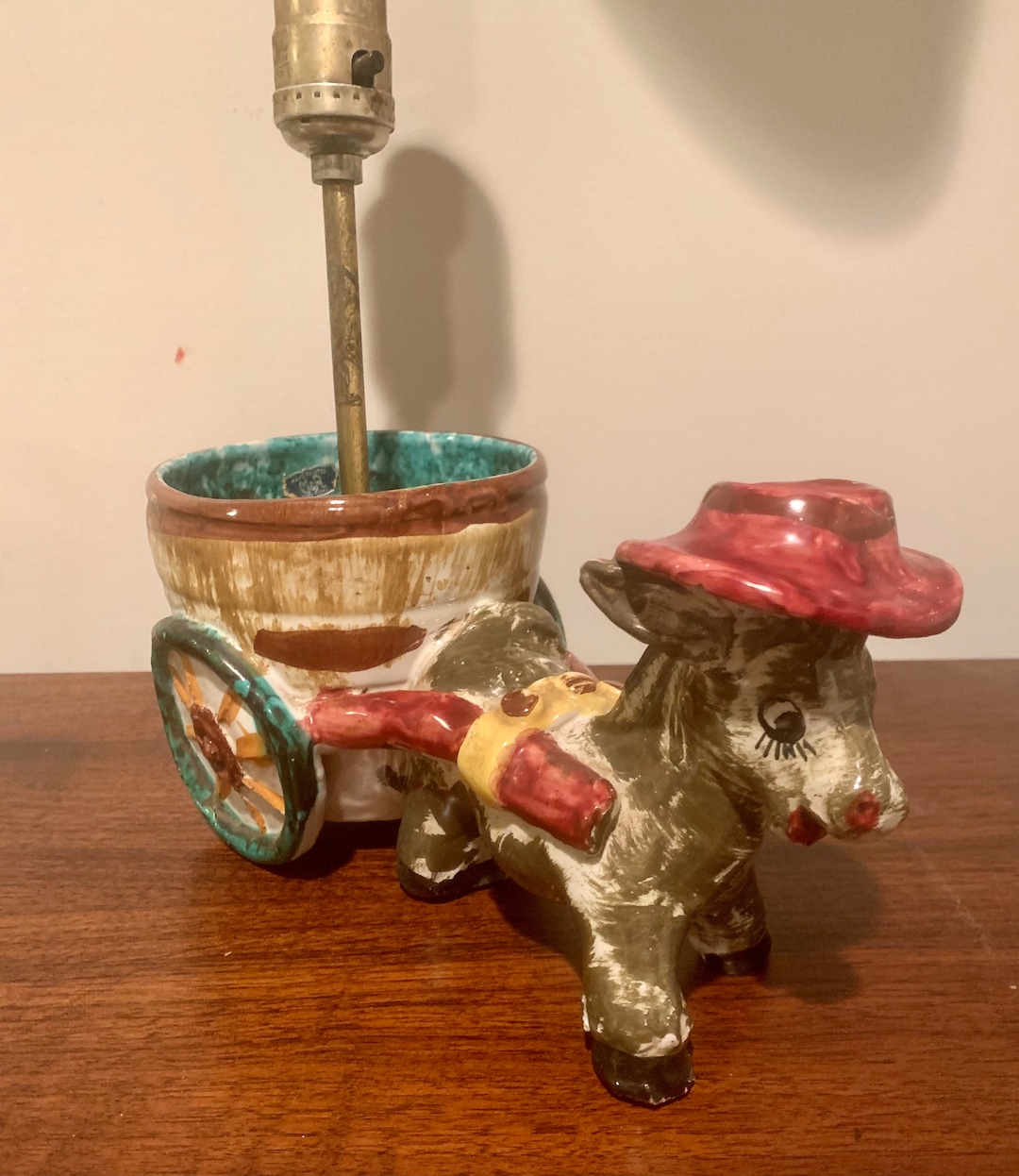 Vintage Rare Donkey and Cart Planter Lamp Hand Painted Italy - Etsy