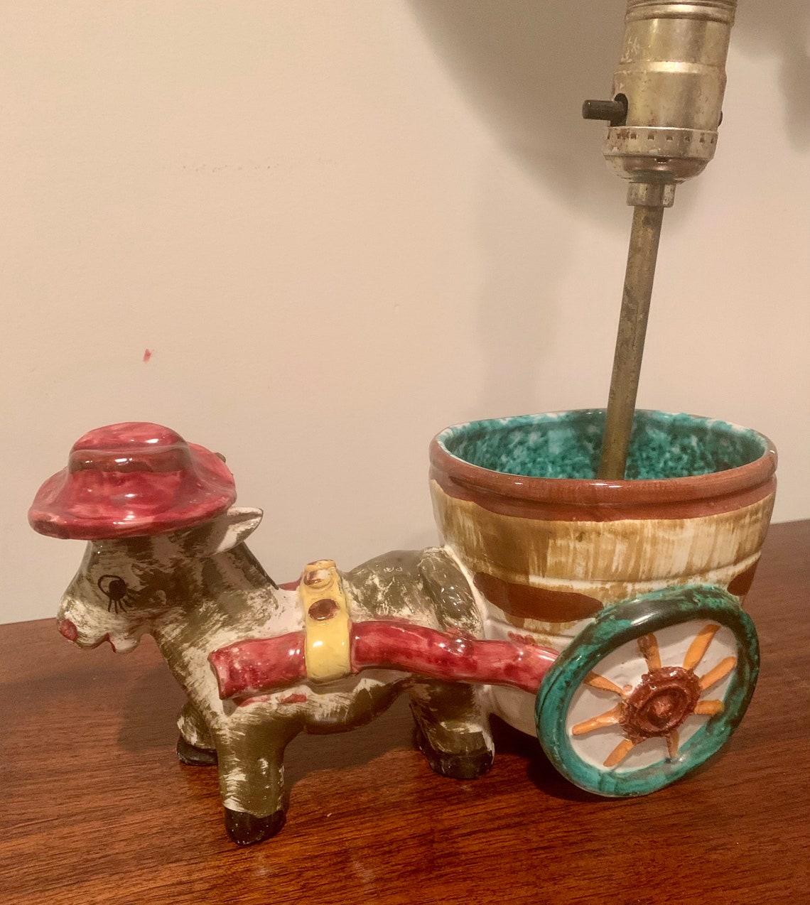 Vintage Rare Donkey and Cart Planter Lamp Hand Painted Italy - Etsy