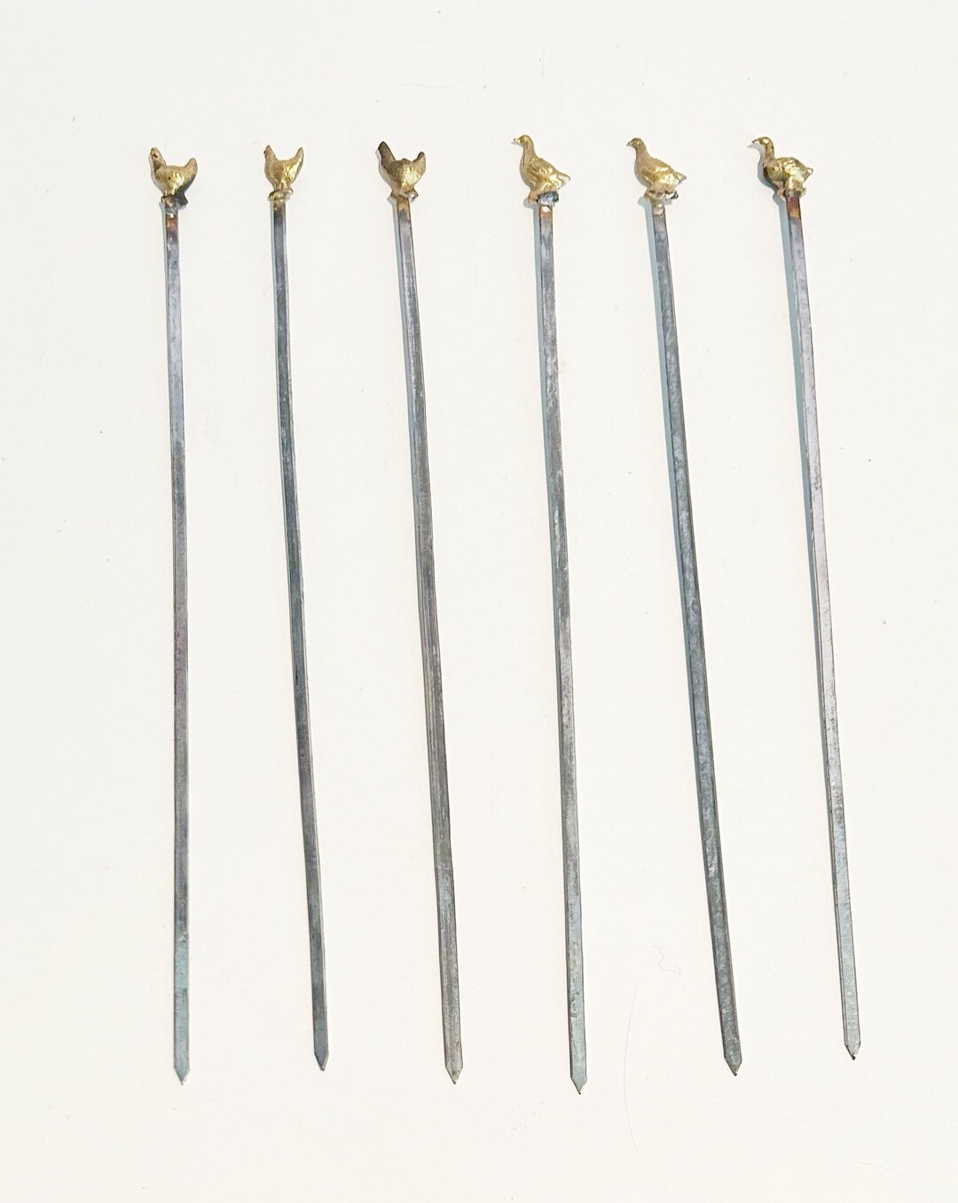 Stainless Steel Metal BBQ Skewers Set With Animal Shape Brass Handles ...