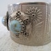 Vintage Hubbell Beads Turquoise Blue Cabochon Silver Repousse Cuff ...