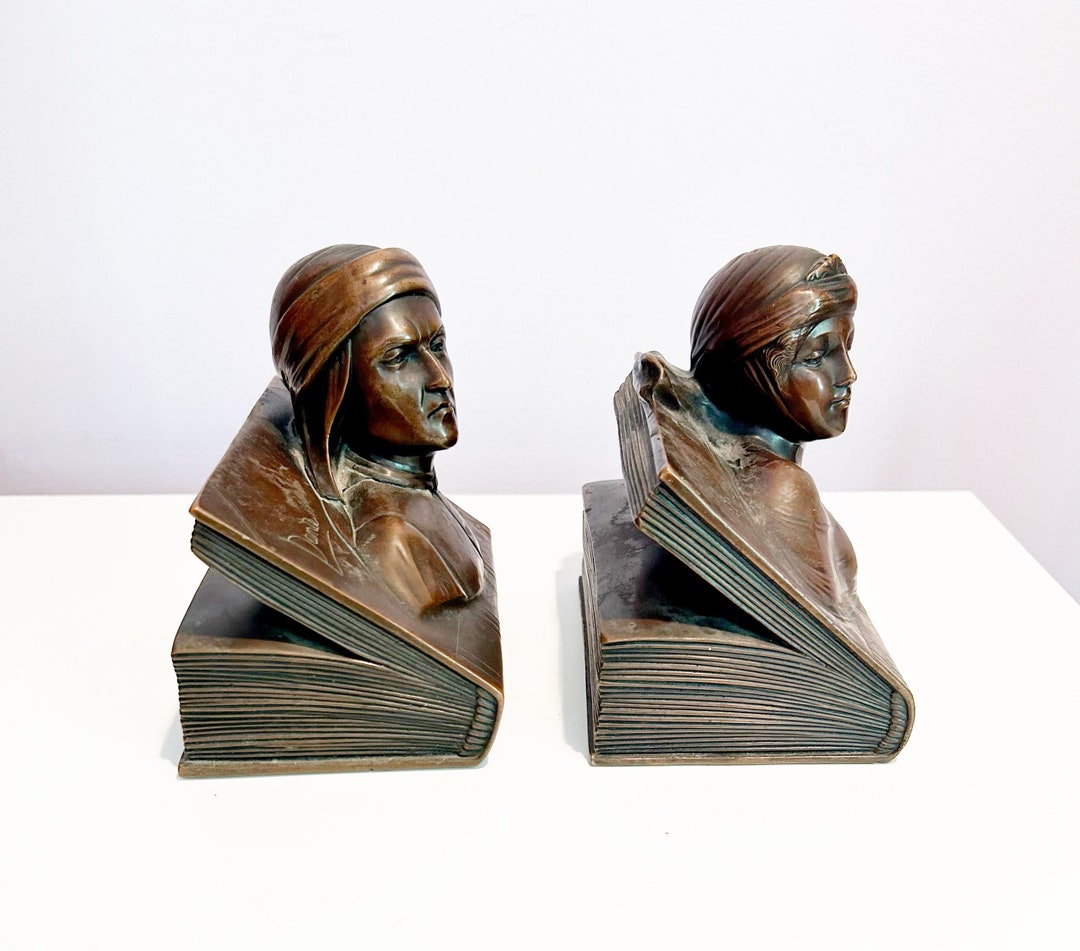 Vintage Dante and Beatrice Bust Bronze Metal Bookends - Etsy