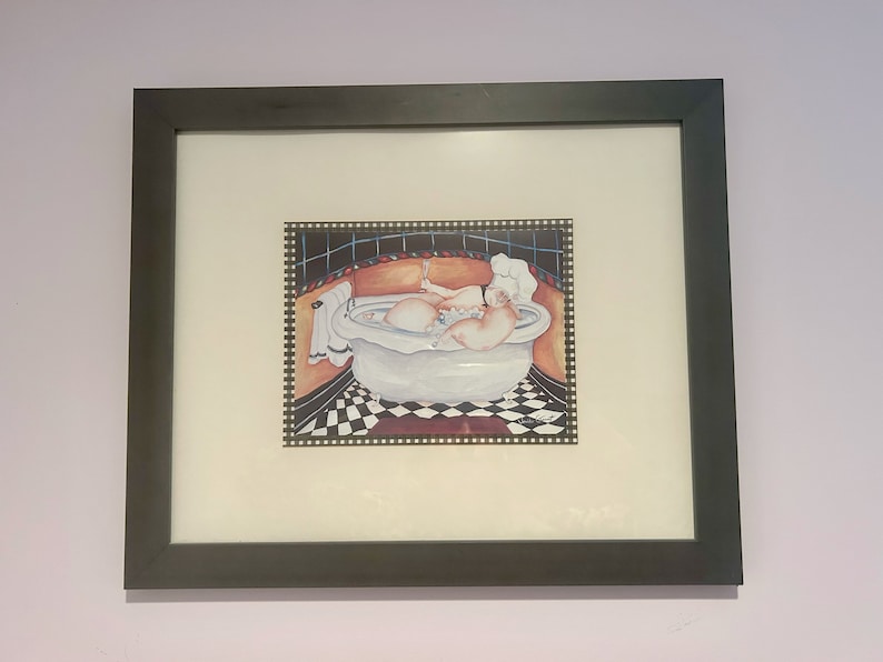 Vintage Jennifer Garant Chef Drinking Champagne in Bathtub - Etsy