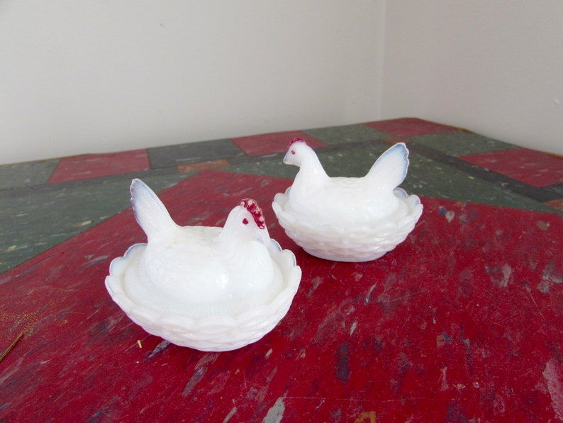 Glass Hen Bowl White Milk Glass Covered Dish Glass Chicken | Etsy