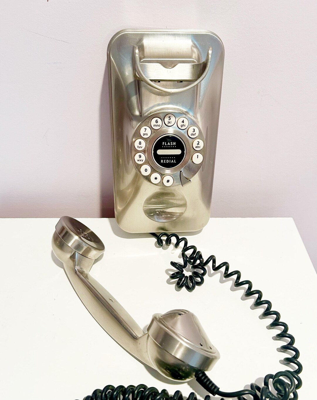 Vintage Silver Land Line Push Button Wall Telephone - Etsy