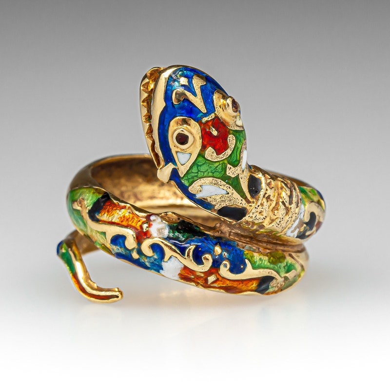 Enamel Snake Ring - Etsy