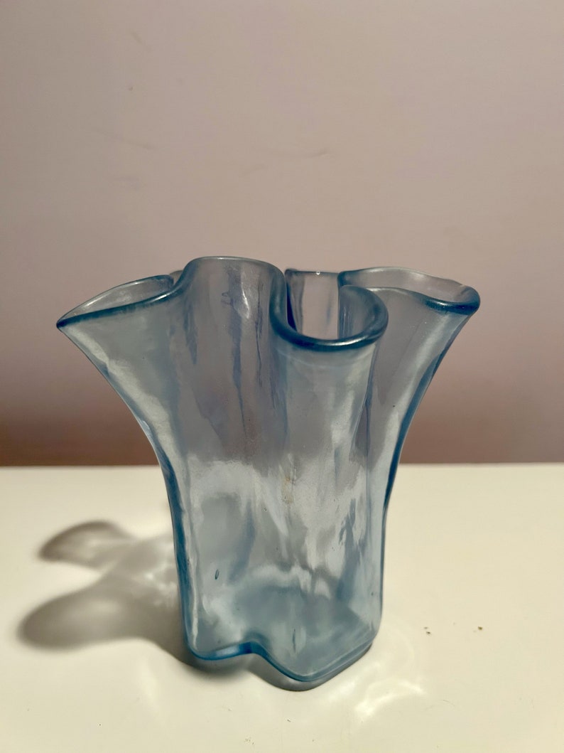 Muurla Finland Blue Satin Glass Eva Hankerchief Glass Fluted - Etsy