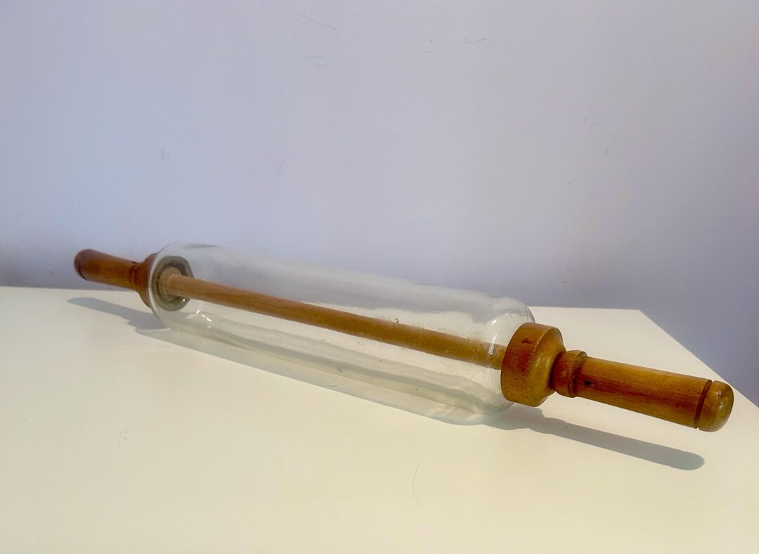 Antique Imperial Glass Clear Rolling Pin Wooden Handled 22" - Etsy