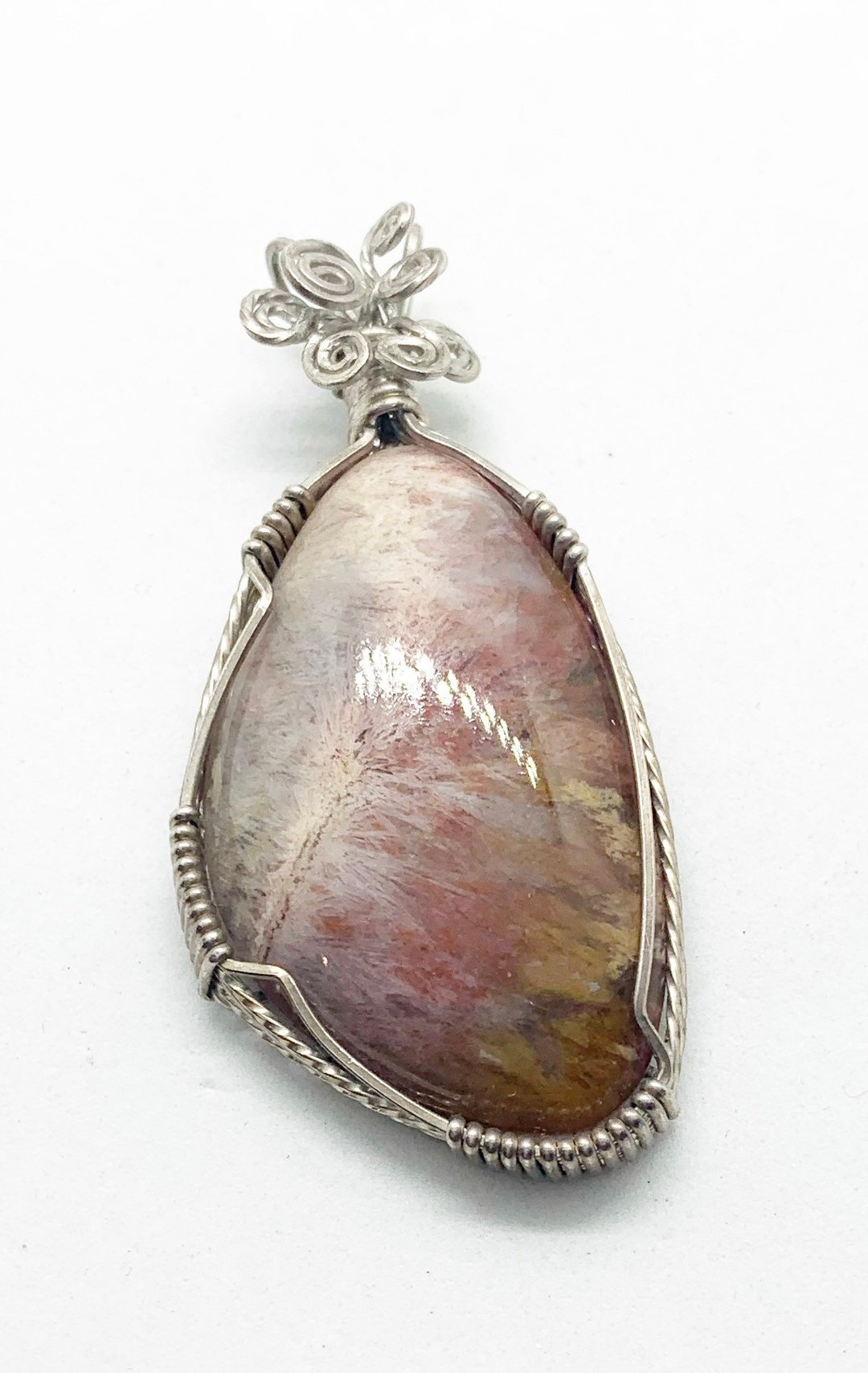 Sterling Silver Wire Wrapped Agate Pendant - Etsy