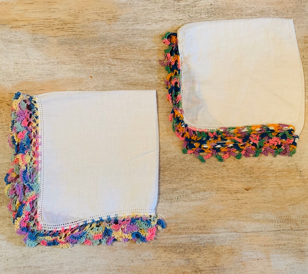 Vintage Irish Linen Hankies: Rainbow Tatted Lace, 1940s Set - Etsy