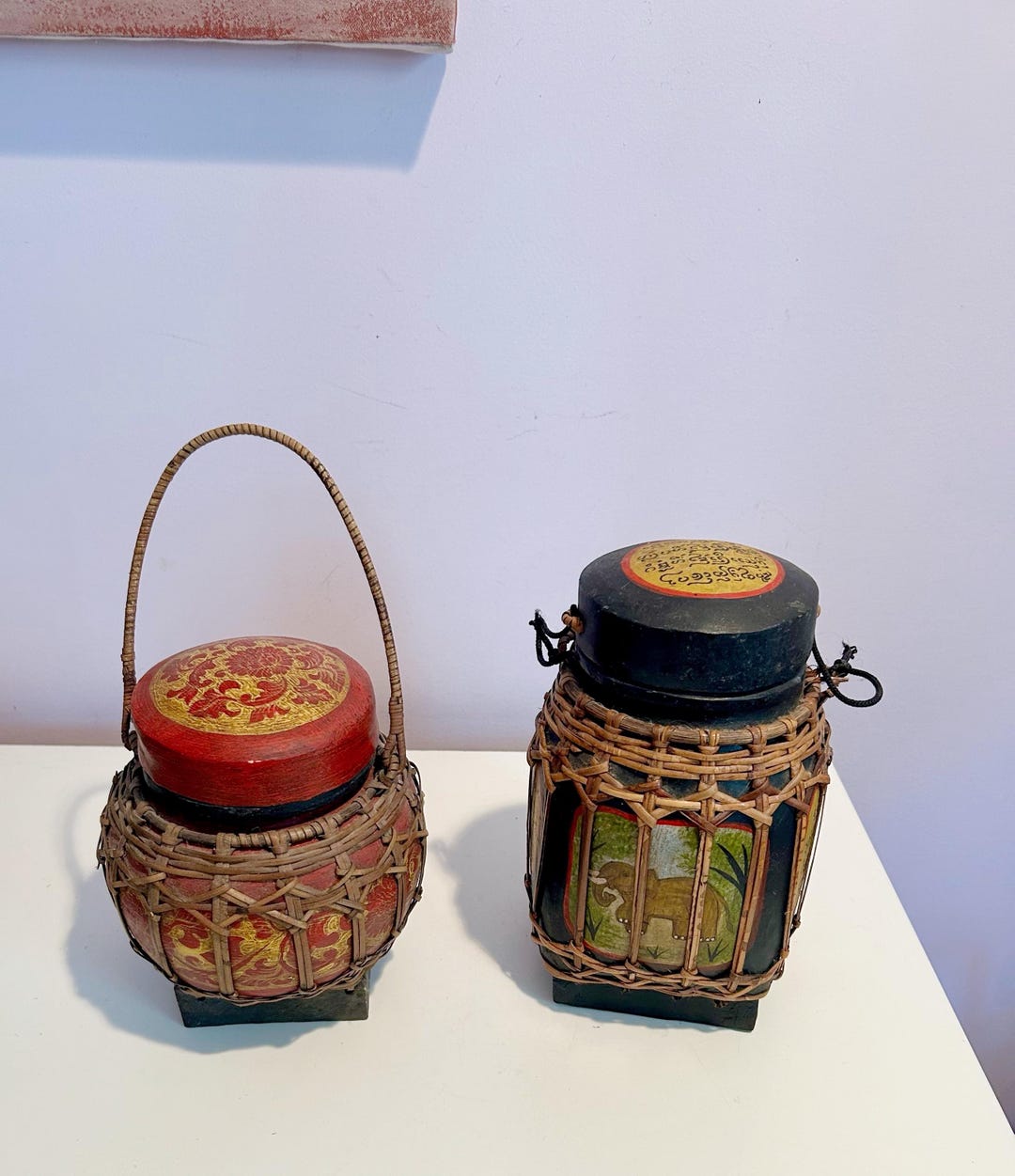 Asian Rice Baskets Bamboo Lidded Storage Wedding Basket Traditional ...