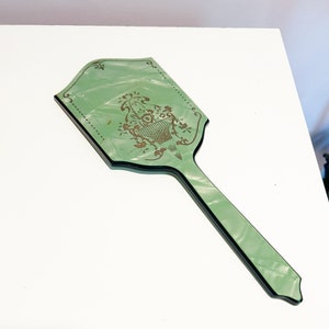 Vintage Celluloid Hand Mirror Pearlescent Green and Gold Art Deco Style ...