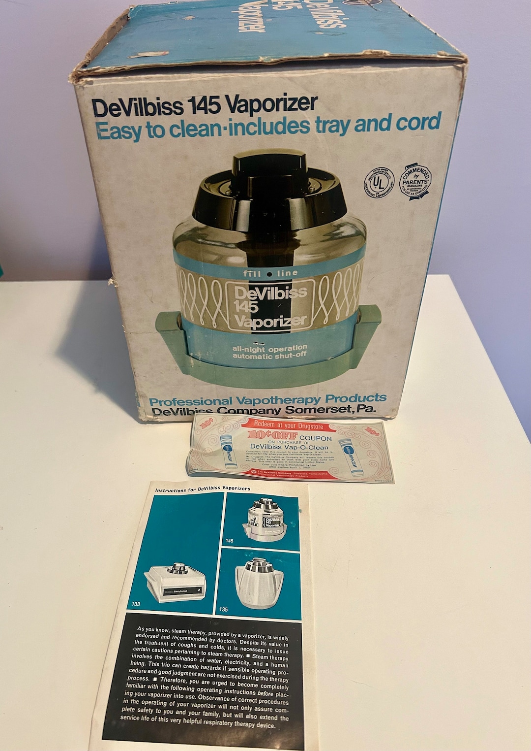 Vintage Devilbiss Glass Vaporizer in Box Turquoise Blue Humidifier - Etsy