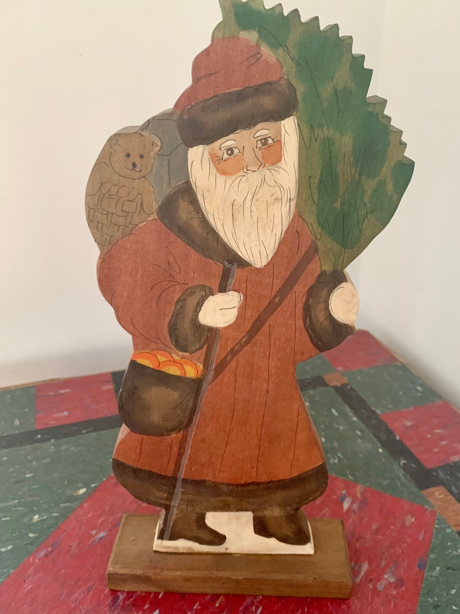 Folk Art Wood Santa Rustic Santa Claus Old Saint Nick Hand | Etsy
