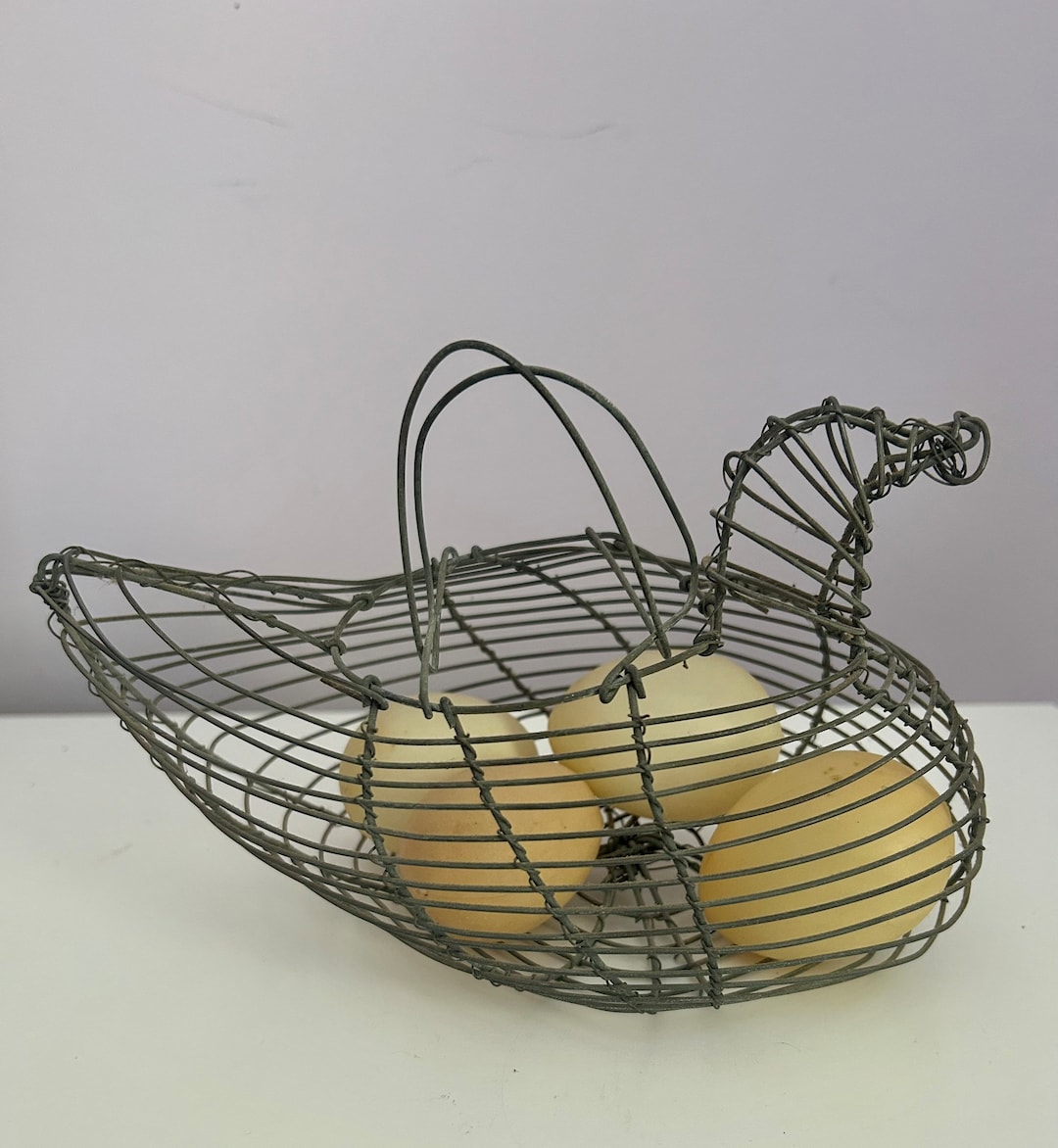 Rooster Hen Wire Egg Basket Country Kitchen Farmhouse Decor - Etsy