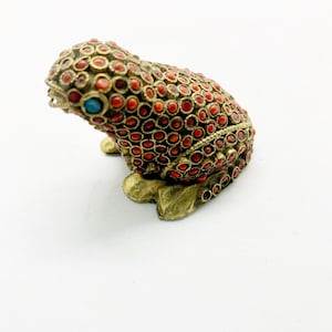 Old Nepalese Jeweled Frog Toad Inlay Coral Beads Turquoise Eyes - Etsy