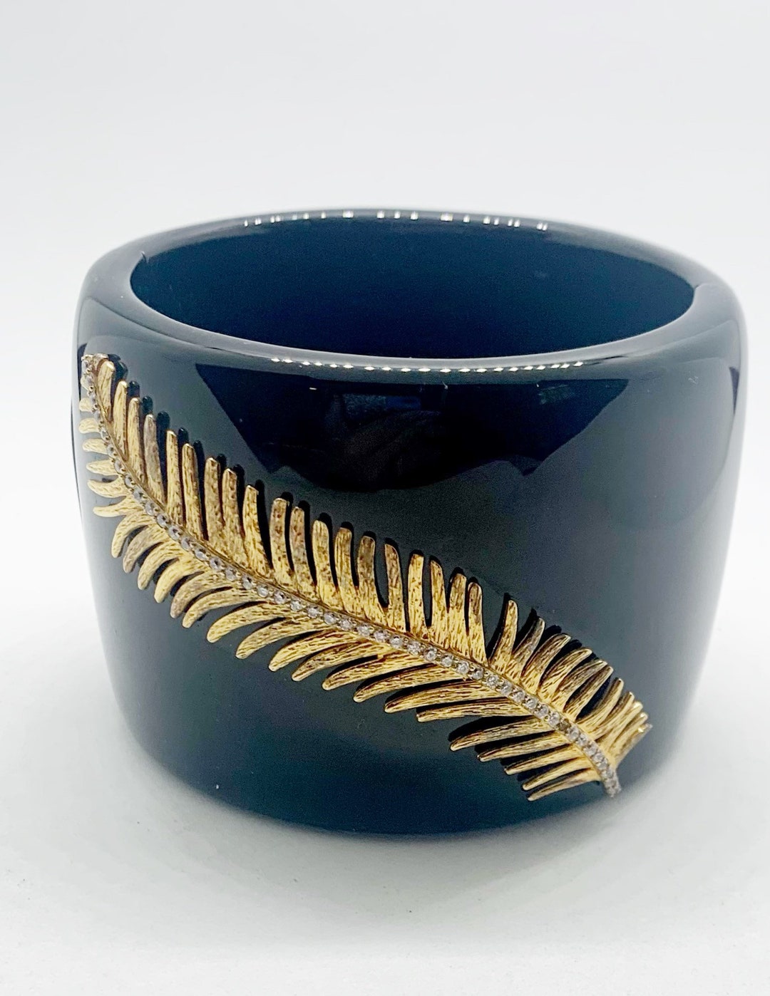 Miriam Salat Feather Cuff Bracelet: Black Resin, Gold-washed Sterling Silver - Etsy
