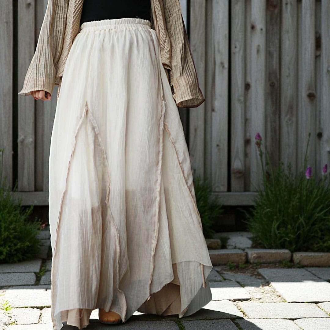 Distressed Gothic Elastic Fairy Skirt: Tencel-cotton Victorian Bohemian ...