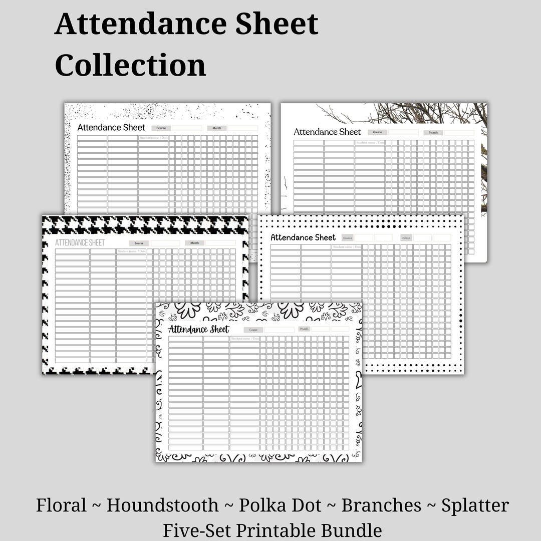 Attendance Sheet Collection | 5 Printable Designs | Classroom ...