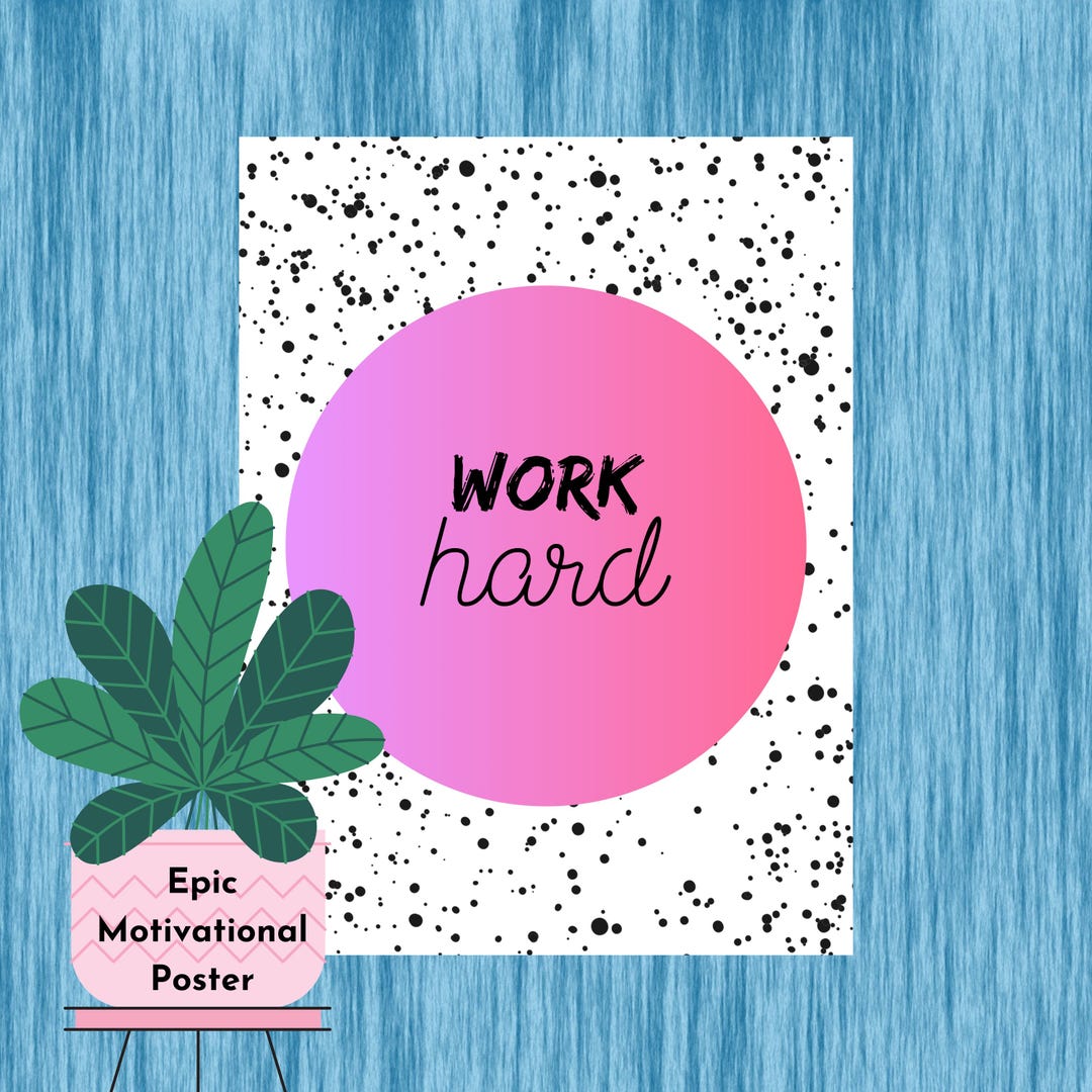 Work Hard Motivational Poster | Rainbow Text Classroom Wall Art ...