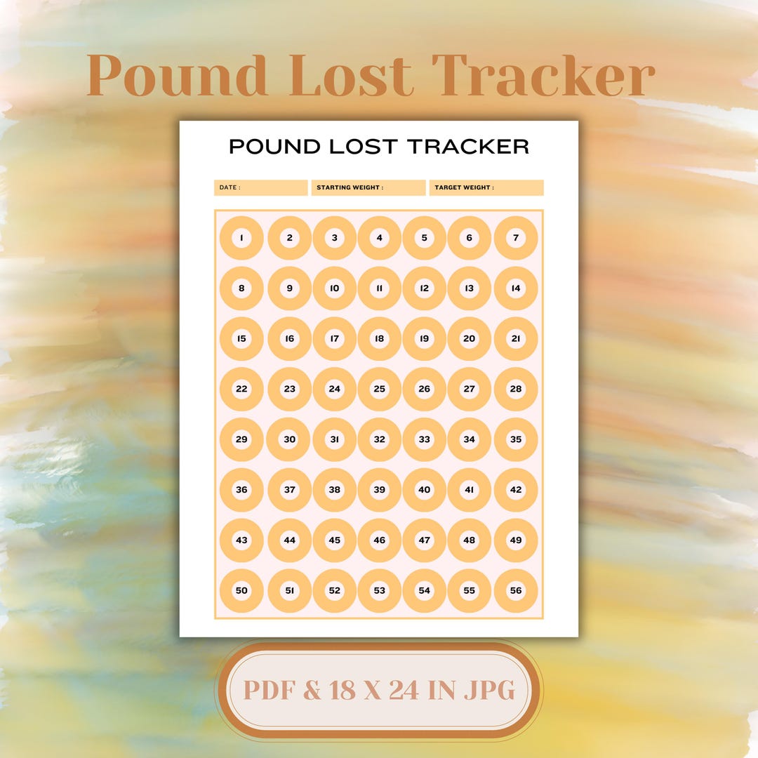 Pound Lost Tracker Printable | Weight Loss Progress Chart | Gold ...