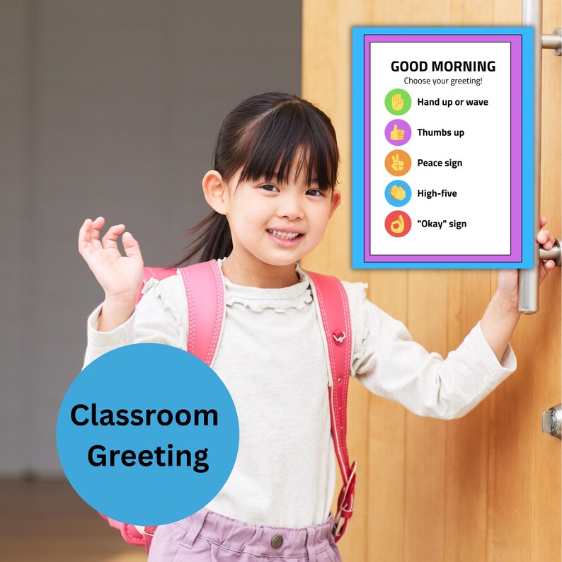 Classroom Greetings Poster (simple Icons Style) | 8.5x11 PDF + 18x24 ...