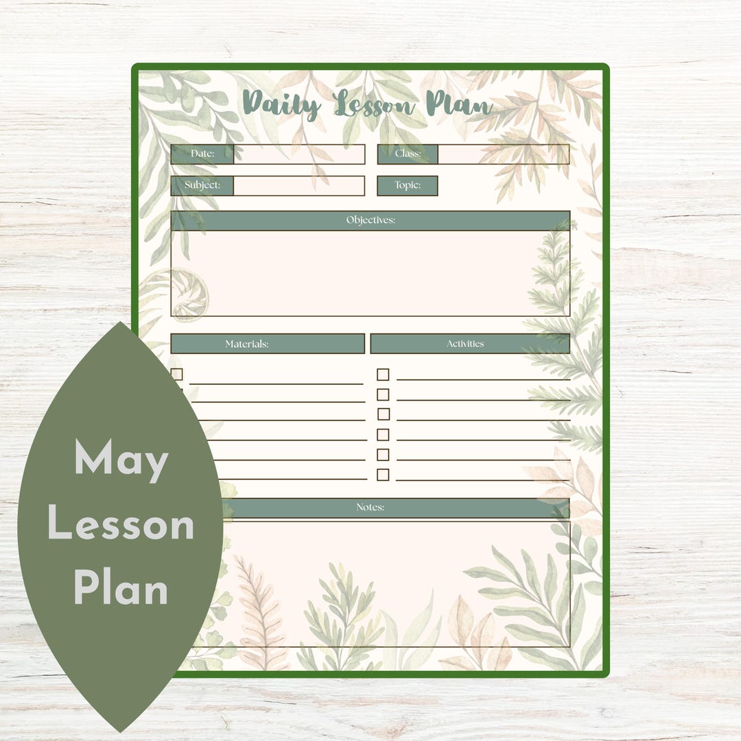 May Lesson Plan: Garden & Floral Teacher Planner (8.5 X 11 Printable ...