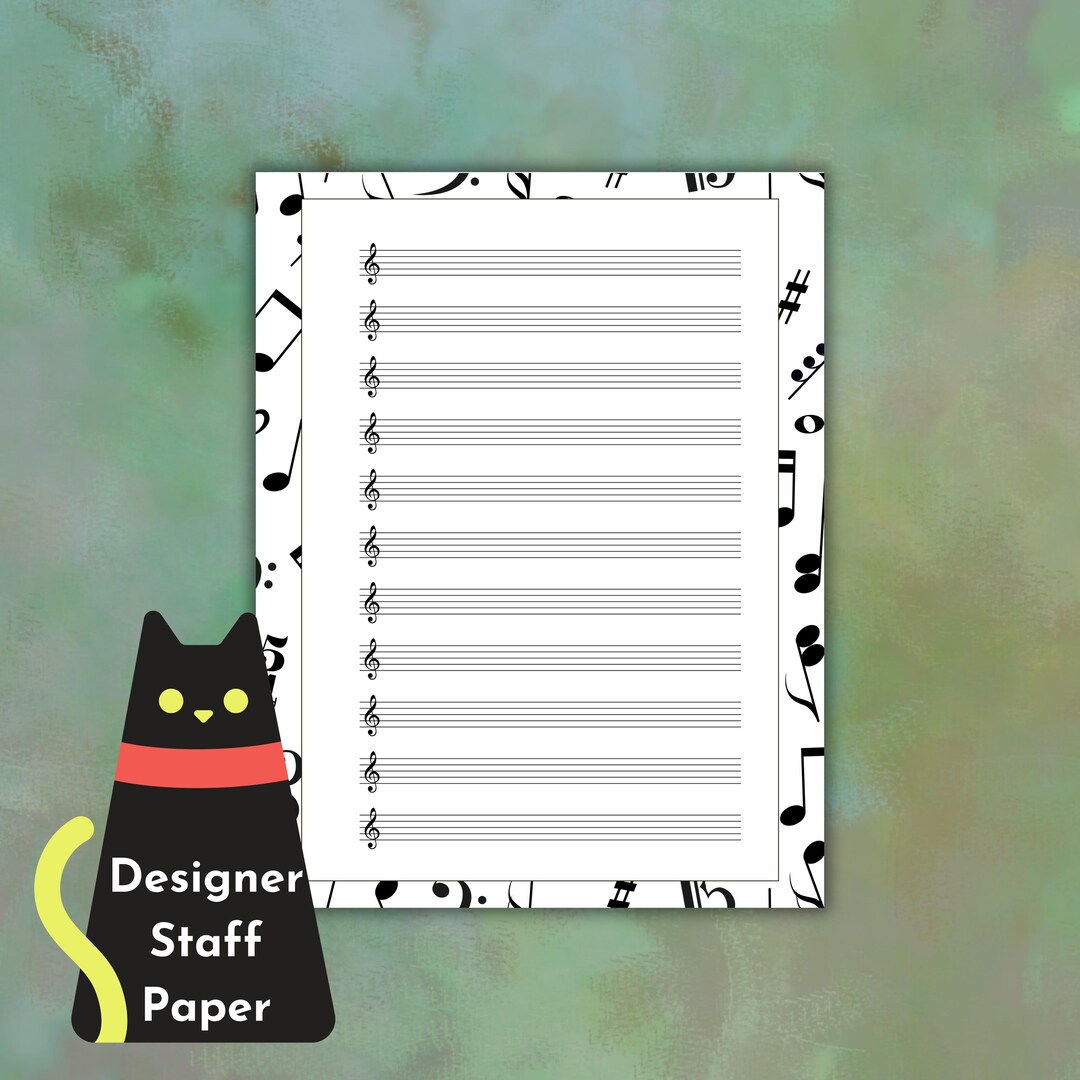 Treble Clef Staff Paper: Black & White Music Icons (printable PDF) - Etsy