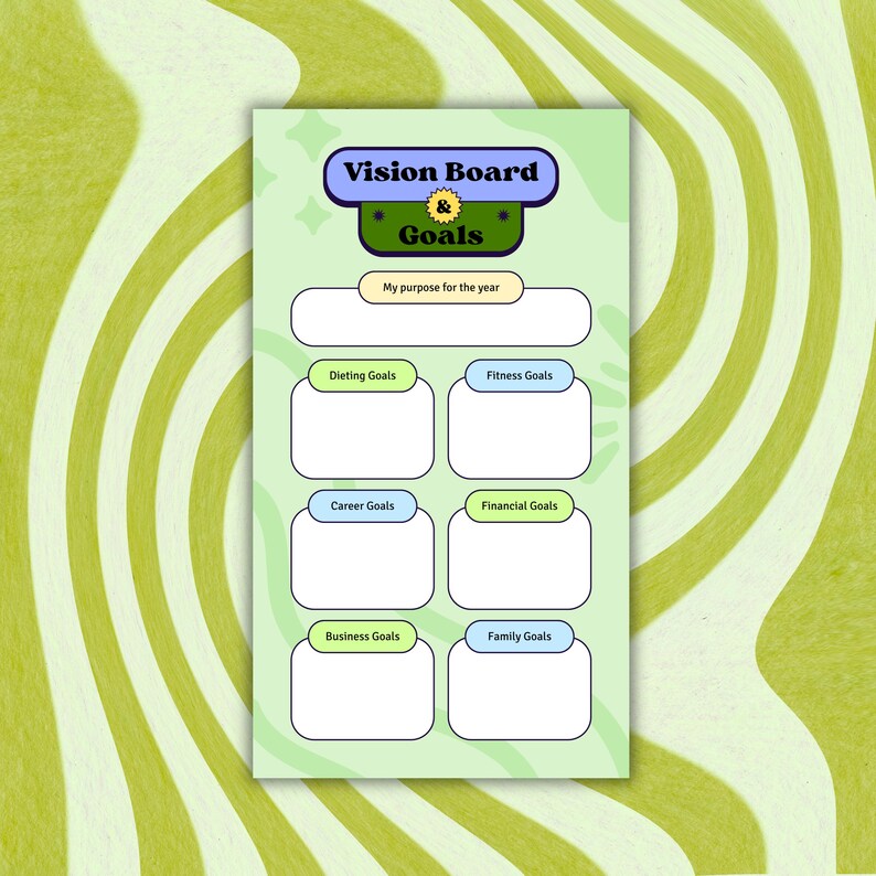 Vision Board | New Year Goal Setting Template | Poster Bundle Printable ...