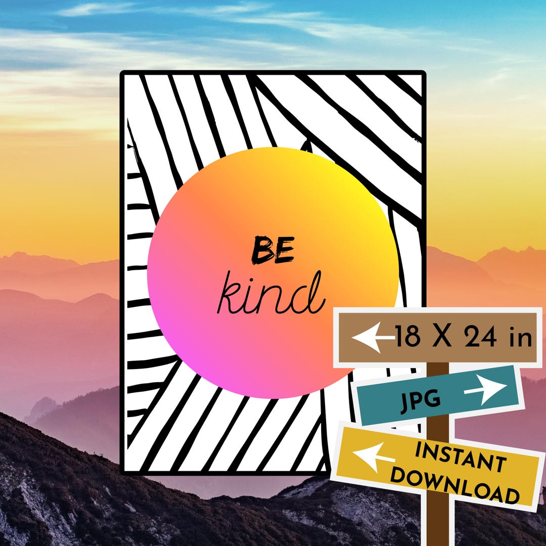 Be Kind Motivational Poster | Rainbow Text Classroom Wall Art ...