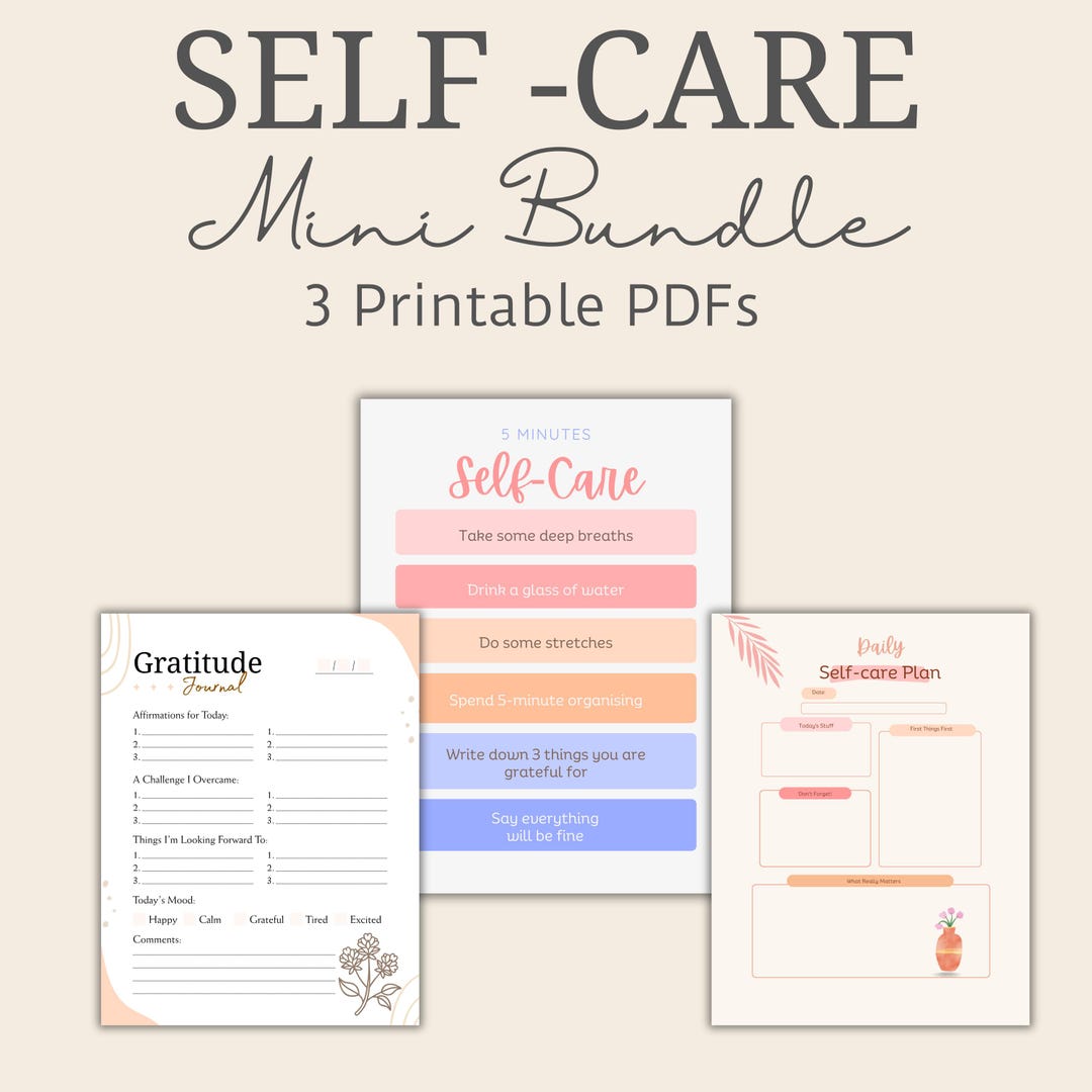 Self-care Mini Bundle | Daily Plan, Gratitude Journal (PDF + JPG) - Etsy