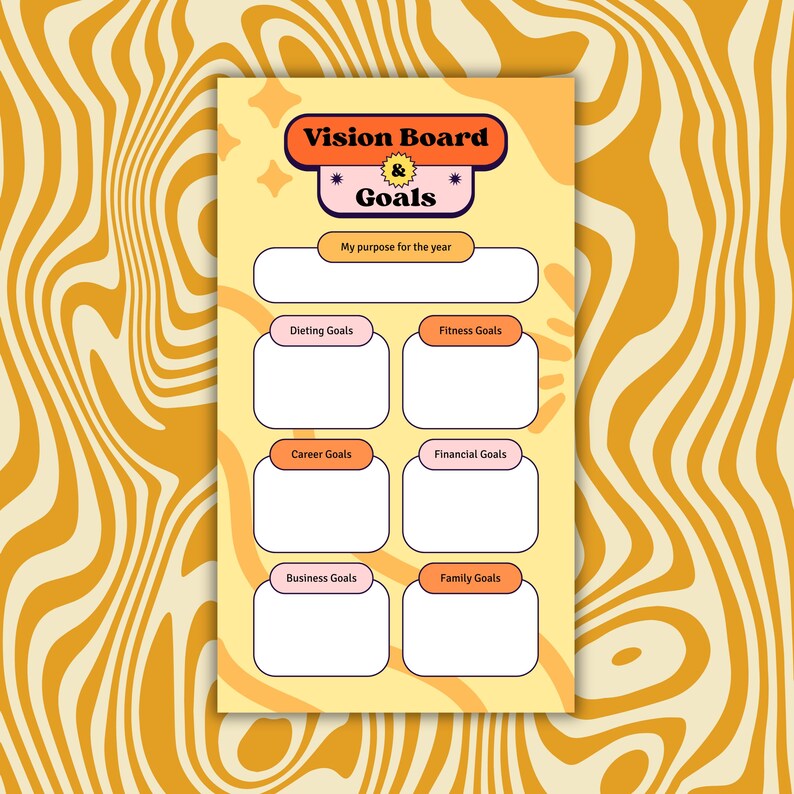 Vision Board | New Year Goal Setting Template | Poster Bundle Printable ...