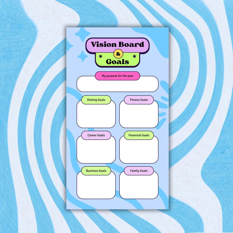 Vision Board | New Year Goal Setting Template | Poster Bundle Printable ...