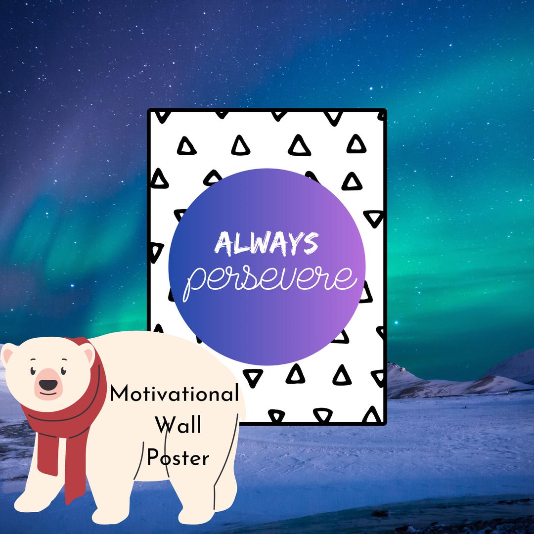 Always Persevere Motivational Poster | Rainbow Text Classroom Wall Art ...