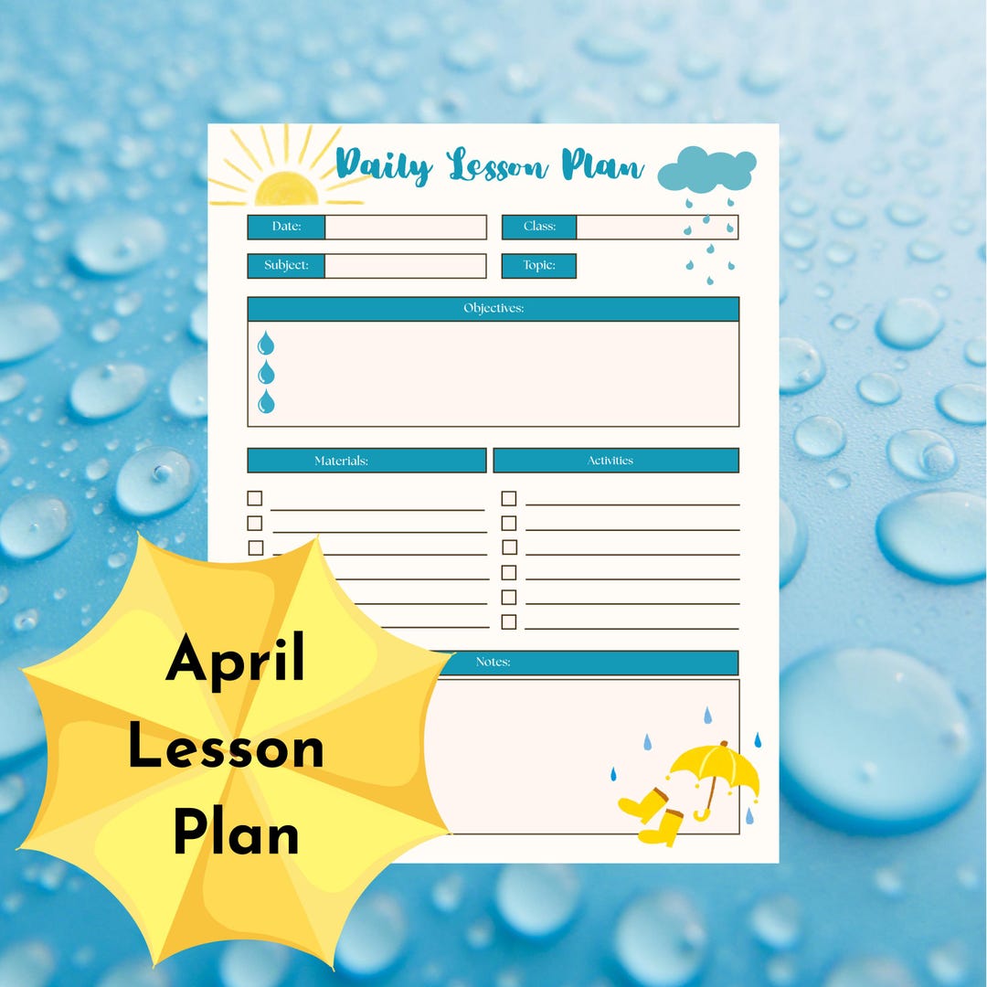 April Lesson Plan: Spring Classroom Organizer - Printable PDF - Etsy