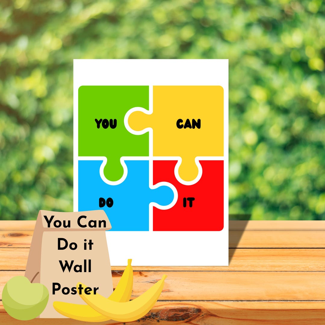 Motivational Puzzle Piece Poster: Primary Colors Wall Art (18x24 in JPG ...