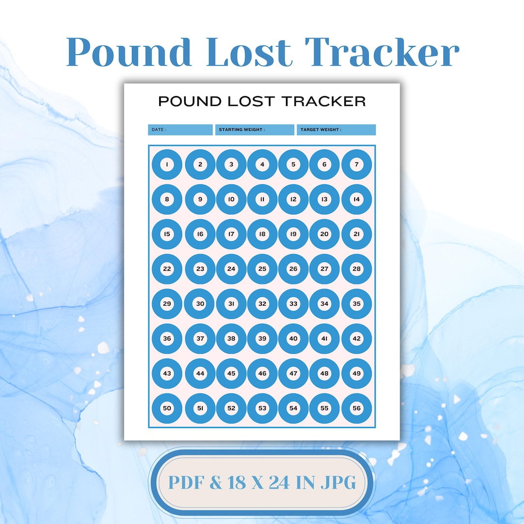 Pound Lost Tracker Printable | Weight Loss Progress Chart | Blue ...