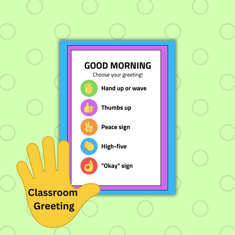 Classroom Greetings Poster (simple Icons Style) | 8.5x11 PDF + 18x24 ...