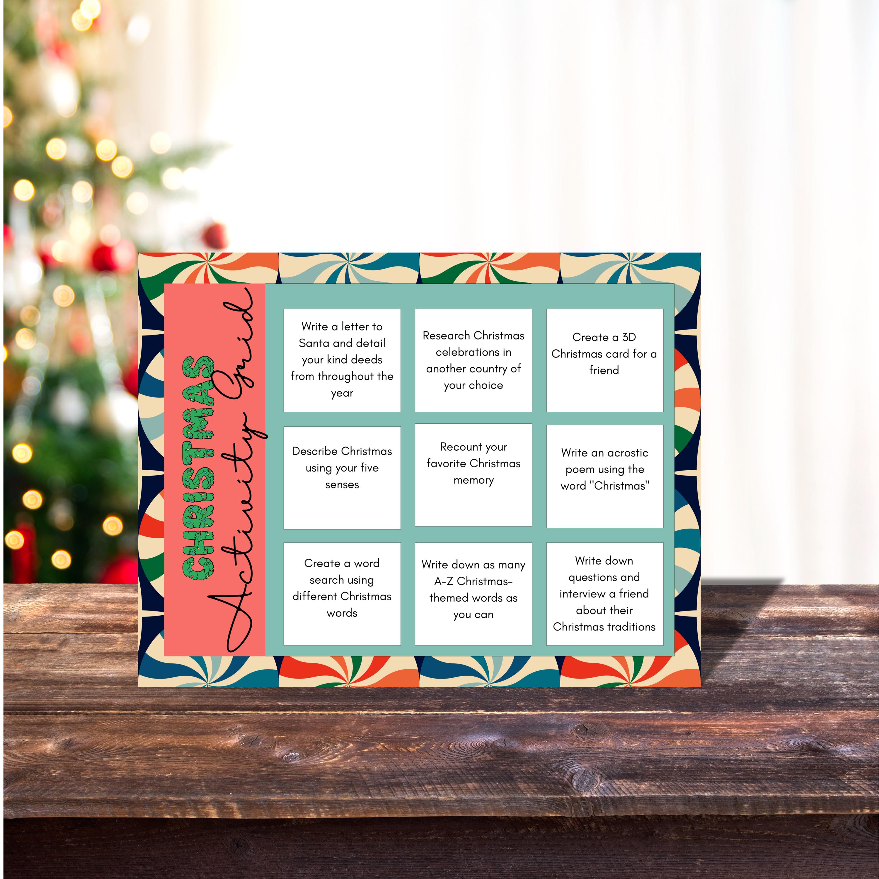 Christmas Activity Grid | Holiday Writing Choice Board | 8.5x11 PDF ...