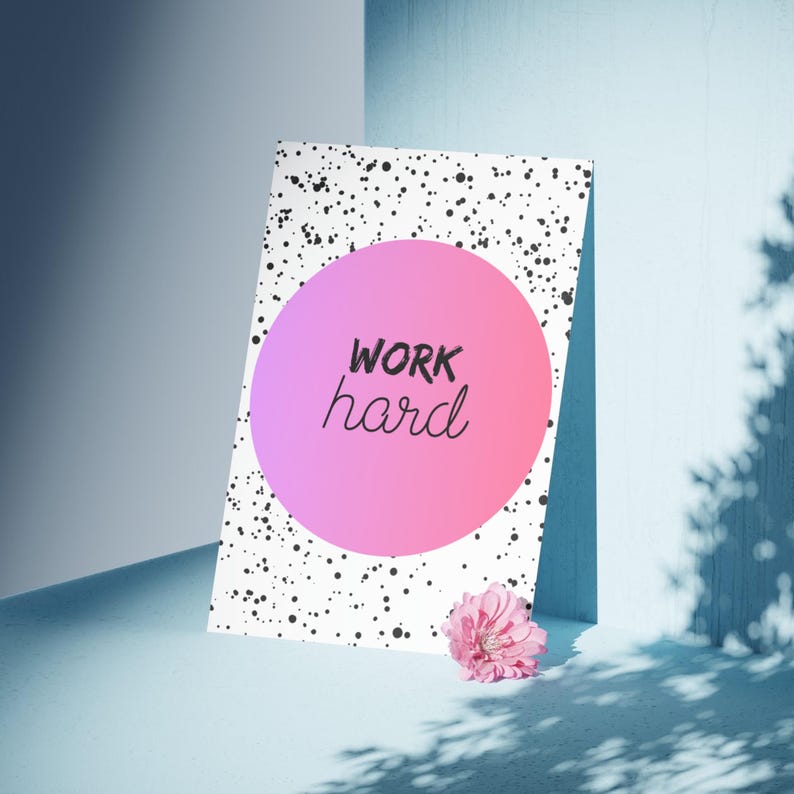 Work Hard Motivational Poster | Rainbow Text Classroom Wall Art ...