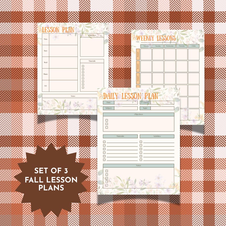 Fall Lesson Plan Bundle: Printable Teacher Planner (PDF Download 8 ...