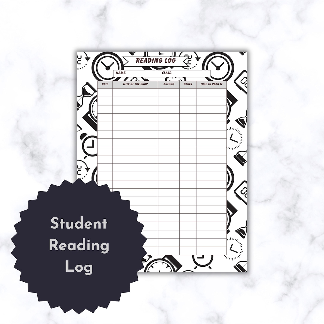 Clock Theme Reading Log: Printable Tracker for Kids (PDF Download 8 ...