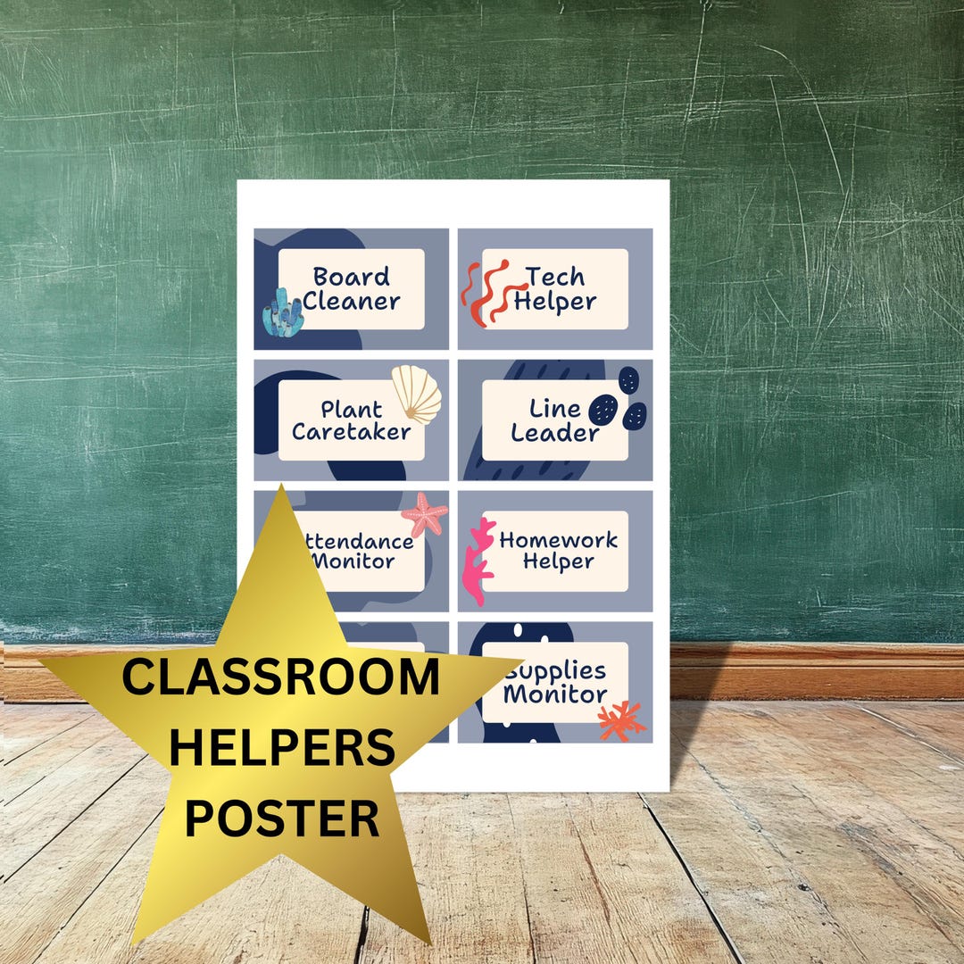 Classroom Helpers Poster | Editable Job Chart | 8.5x11 PDF + 18x24 JPG ...