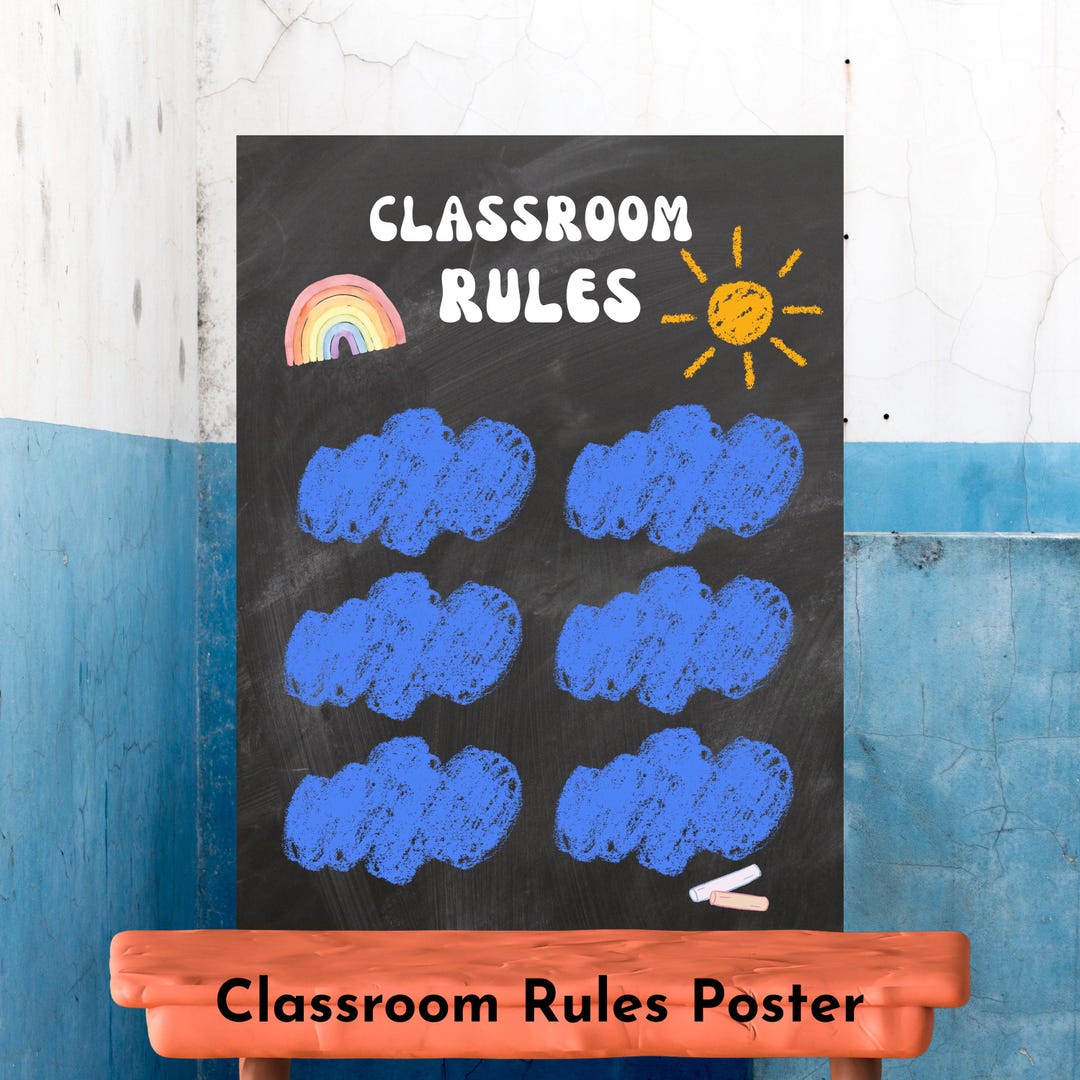 Classroom Rules Poster Bundle | Chalkboard Set of 2 | Fill-in ...