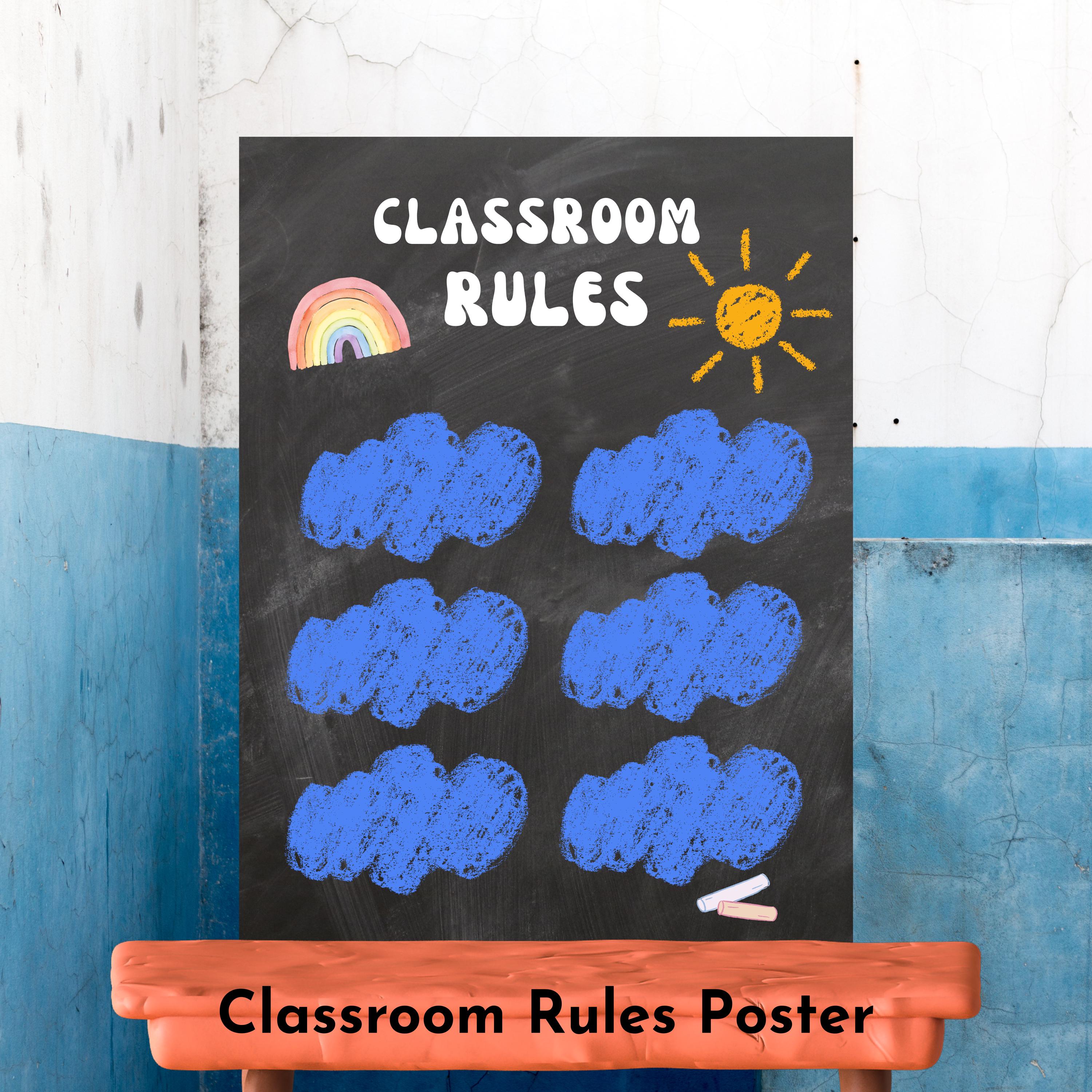 Chalkboard Classroom Rules Poster Set: Fill-in & Prewritten (18x24 in ...