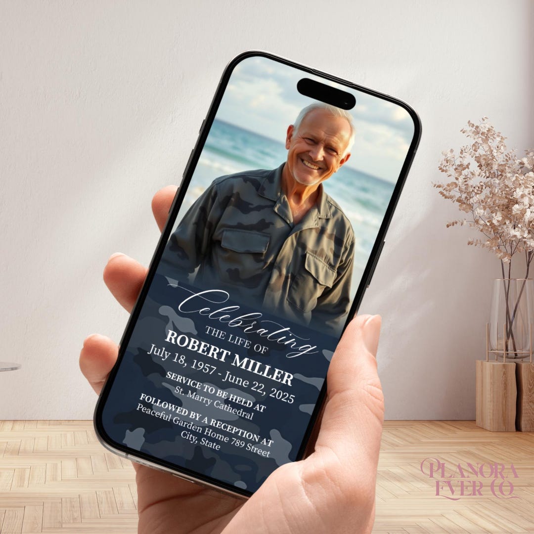 Military Funeral Invitation Template: Navy Veteran Memorial Service ...