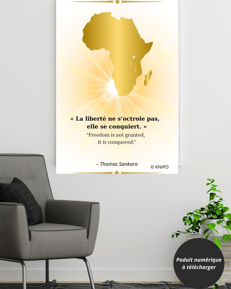 Thomas Sankara Poster, African Poster to Print, Quote: Freedom is Won ...