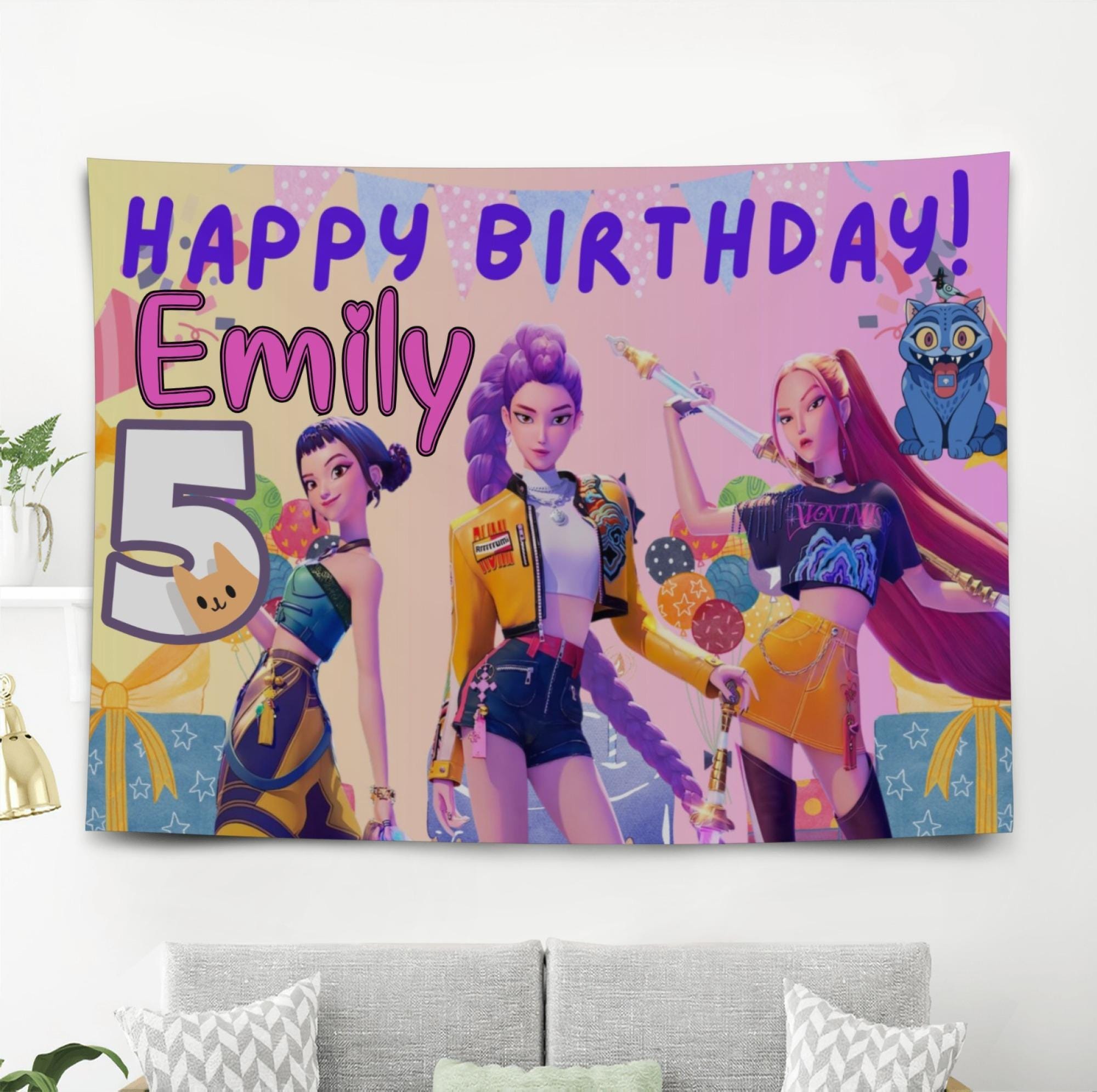 Personalize KPOP Huntrix Birthday Banner Decoration, Custom Name Age ...