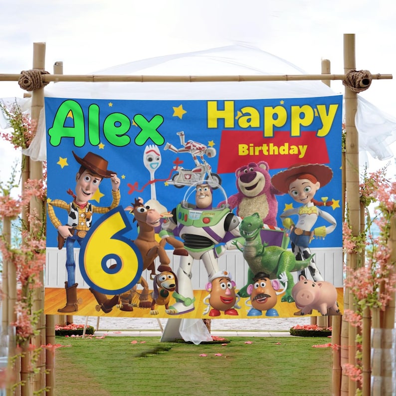 Custom Toy Story Birthday Banner Backdrop: Personalized Party ...