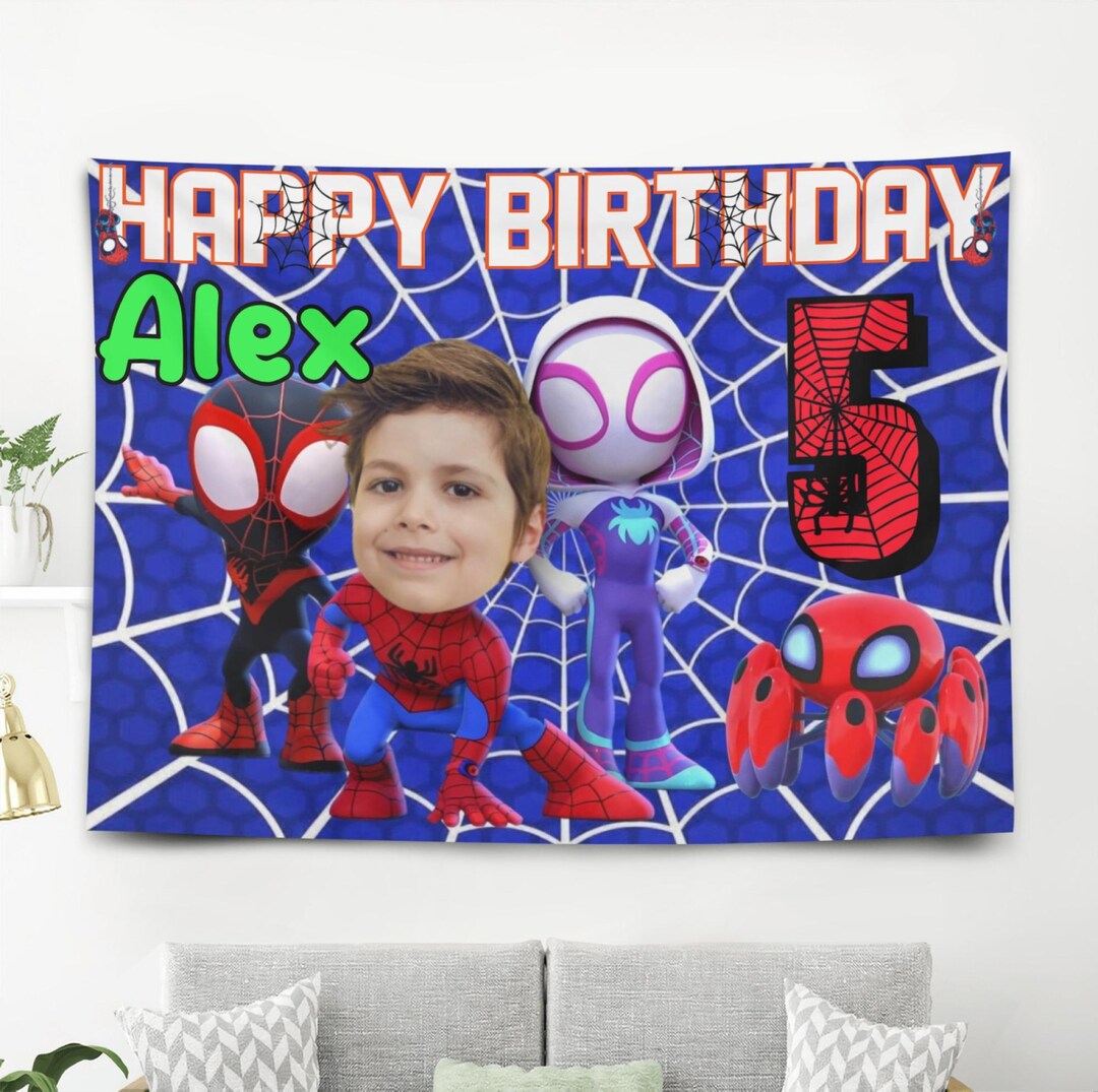 Custom Spider Friends Birthday Banner Backdrop: Personalized Name Photo ...