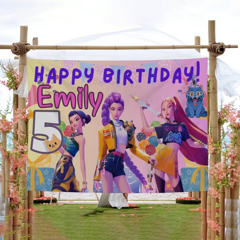 Personalize KPOP Huntrix Birthday Banner Decoration, Custom Name Age ...